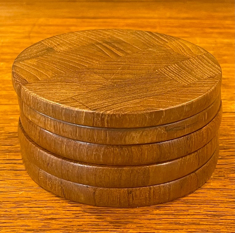 Set of Five Danish Modern Staved Teak Coaster Set by Dansk For Sale at ...