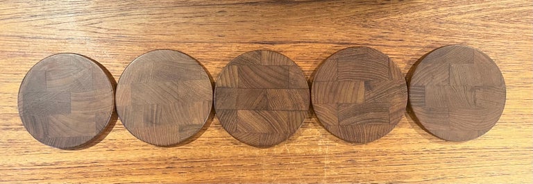 Set of Five Danish Modern Staved Teak Coaster Set by Dansk For Sale at ...