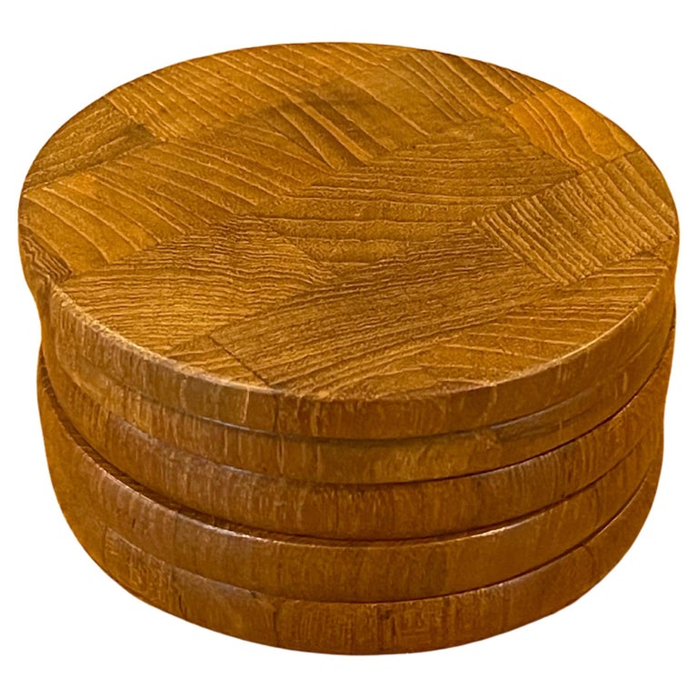 Set of Five Danish Modern Staved Teak Coaster Set by Dansk For Sale at ...