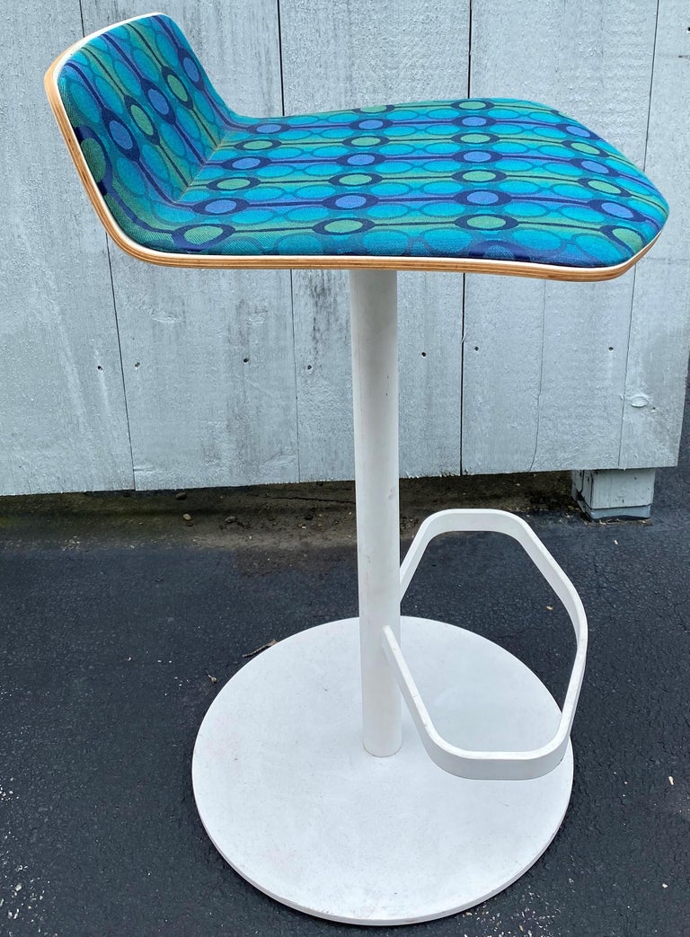 Set of Five Davis Furniture MCM Style Upholstered Bentwood and Steel ...