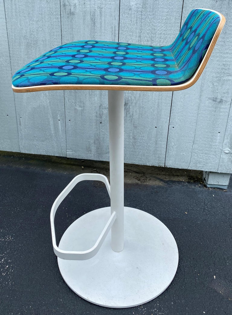 Set of Five Davis Furniture MCM Style Upholstered Bentwood and Steel ...