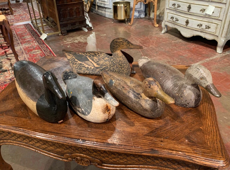 Set of Five Early 20th Century Carved and Hand Painted Duck Decoys at ...