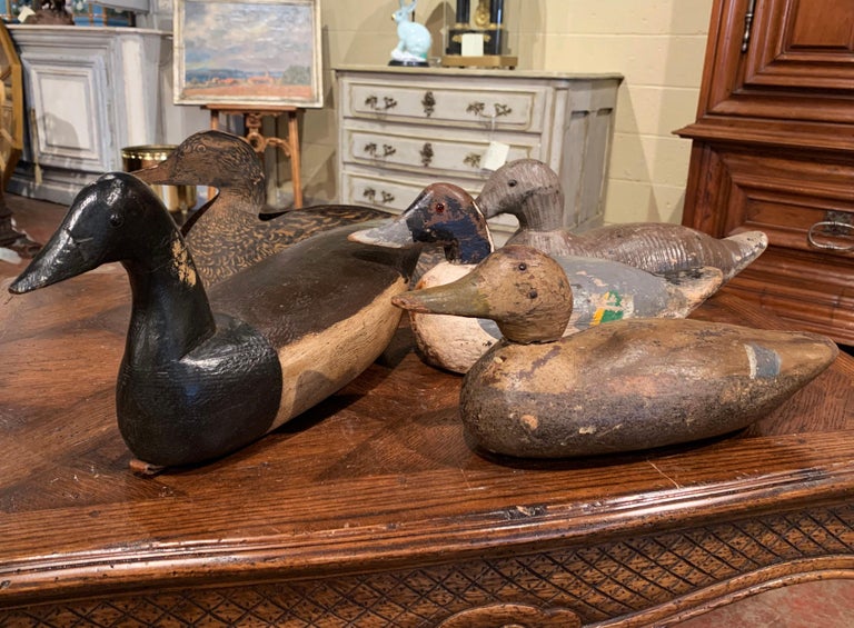 Set of Five Early 20th Century Carved and Hand Painted Duck Decoys at ...