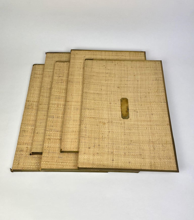 Set of Five File Folders in Wicker and Brass, Italy, 1960s For Sale at ...