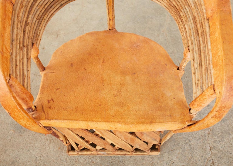 Set of Five Mexican Leather and Cedar Equipale Chairs at 1stDibs