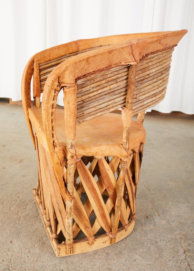 Set of Five Mexican Leather and Cedar Equipale Chairs at 1stDibs