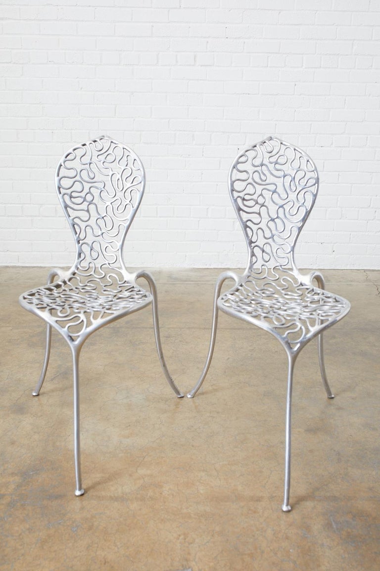Set of Five Rondel Design Cast Aluminum Peanut Chairs For Sale at 1stDibs