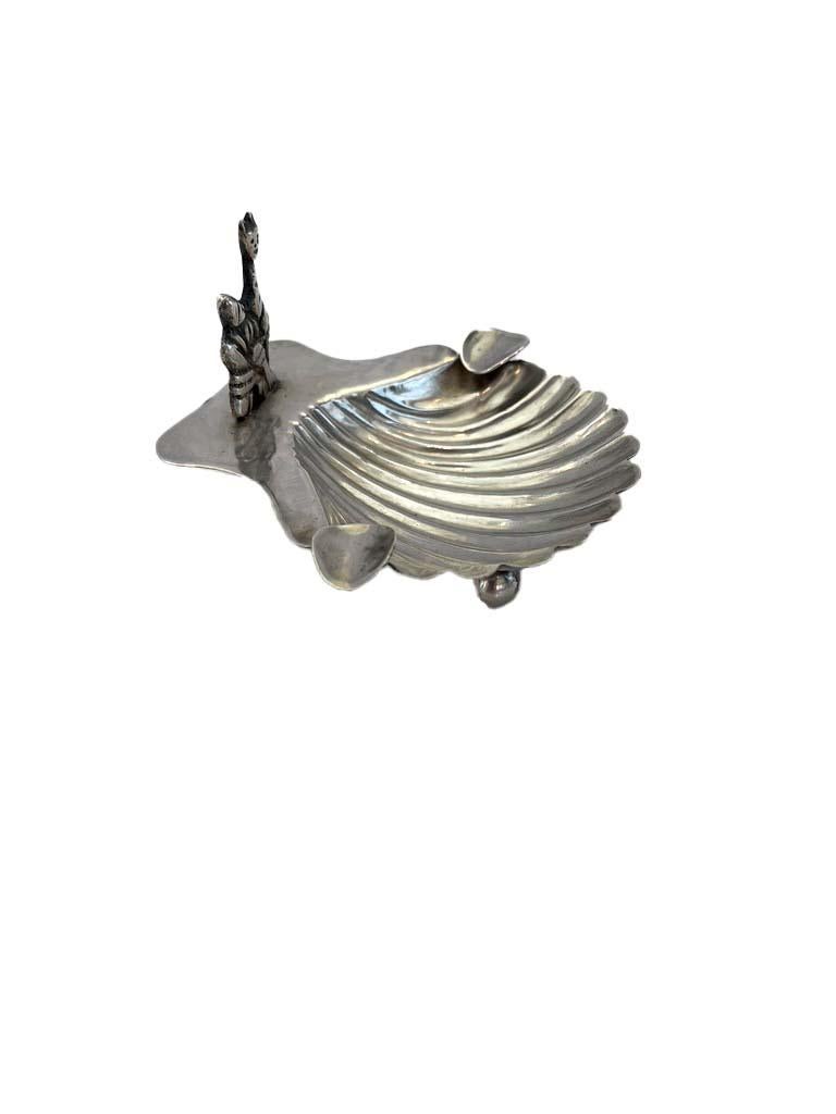 Set of Five Sterling Silver Shell Shaped Ashtrays For Sale at 1stDibs