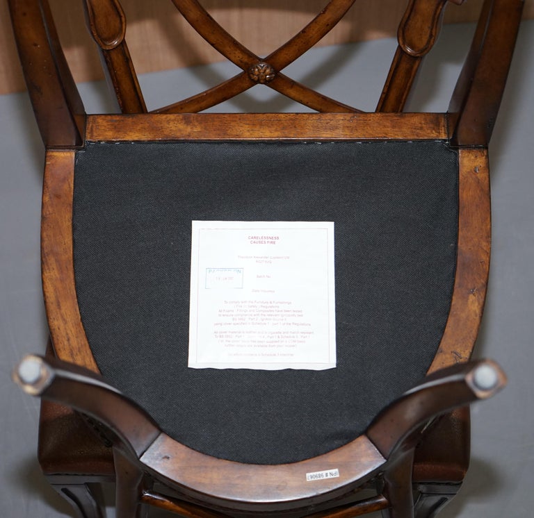 Set of Five Theodore Alexander Regency Brown Leather Dining Chairs at ...