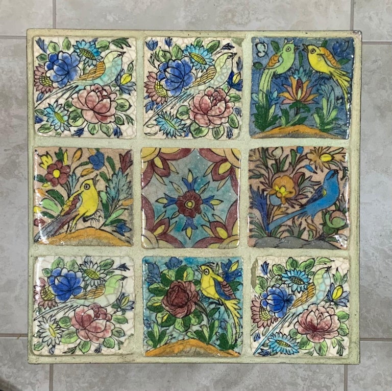Set of Five Vintage Ceramic Square Tile Side Tables For Sale at 1stDibs