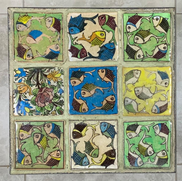 Set of Five Vintage Ceramic Square Tile Side Tables For Sale at 1stDibs