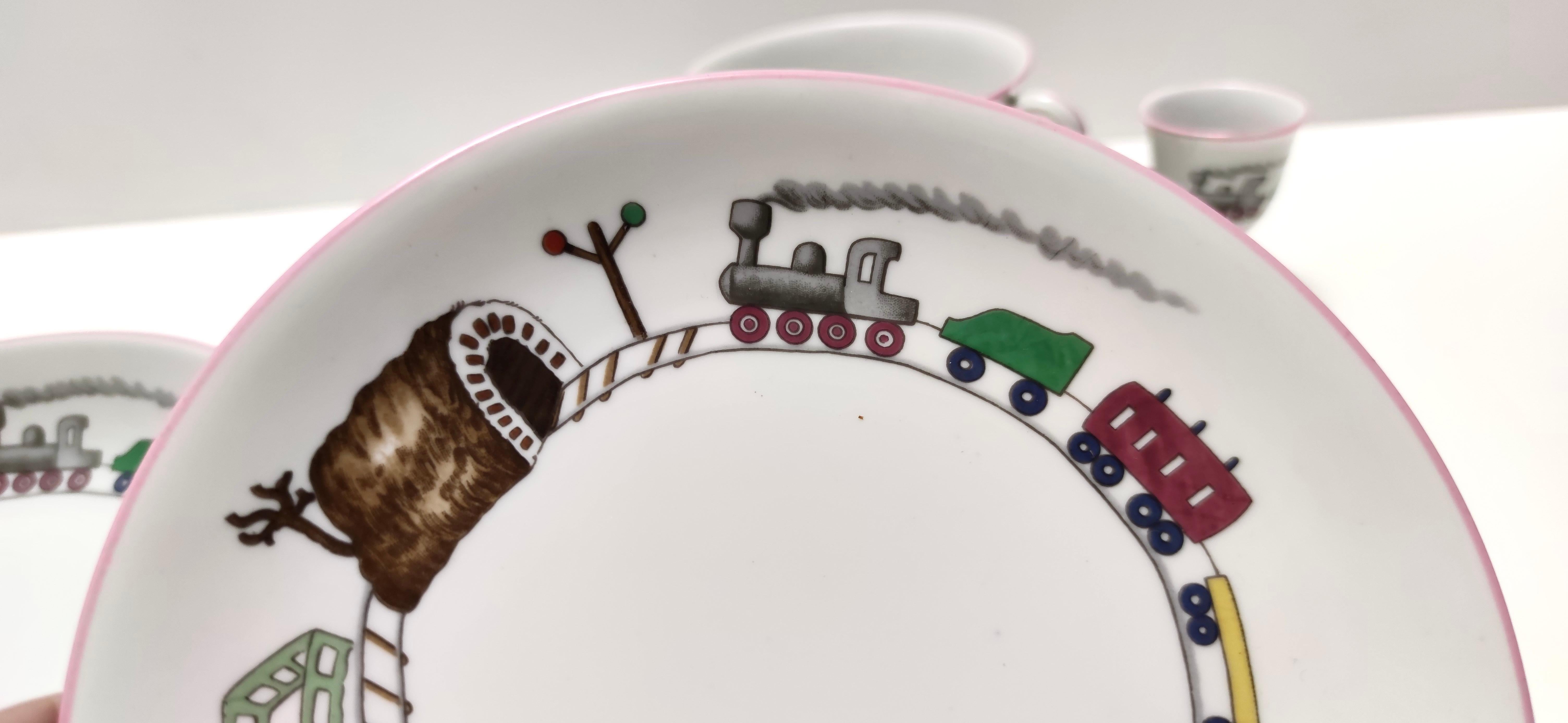 Set of Five Vintage Porcelain Children Plates by Richard Ginori For ...