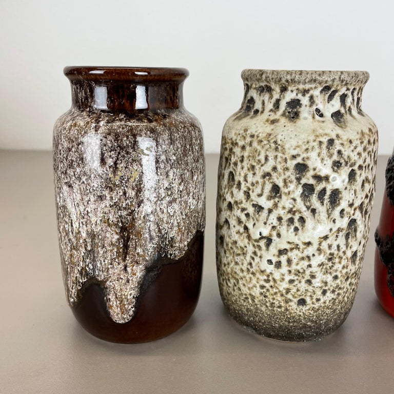 Set of Five Vintage Pottery Fat Lava "231-15" Vases Made by Scheurich ...