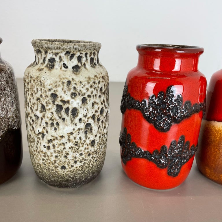 Set of Five Vintage Pottery Fat Lava "231-15" Vases Made by Scheurich ...
