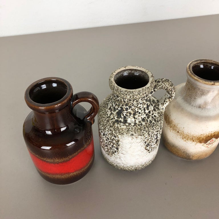 Set of Five Vintage Pottery Fat Lava "414-16" Vases Made by Scheurich ...