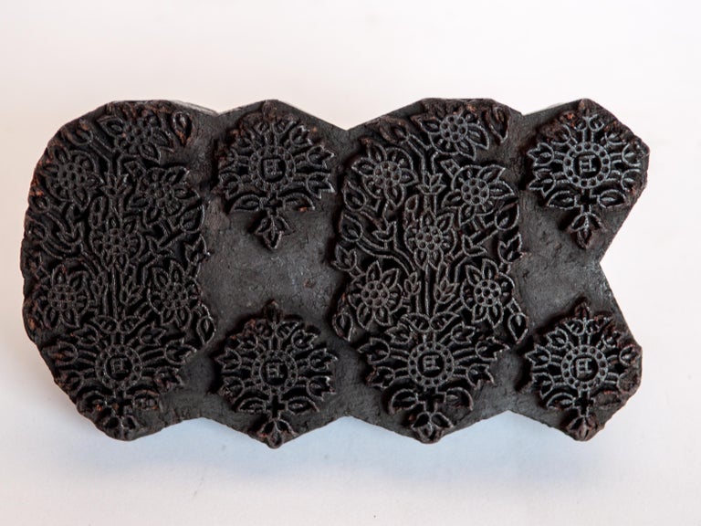 Set of Five Vintage Wooden Printing Blocks from India, Late 20th ...