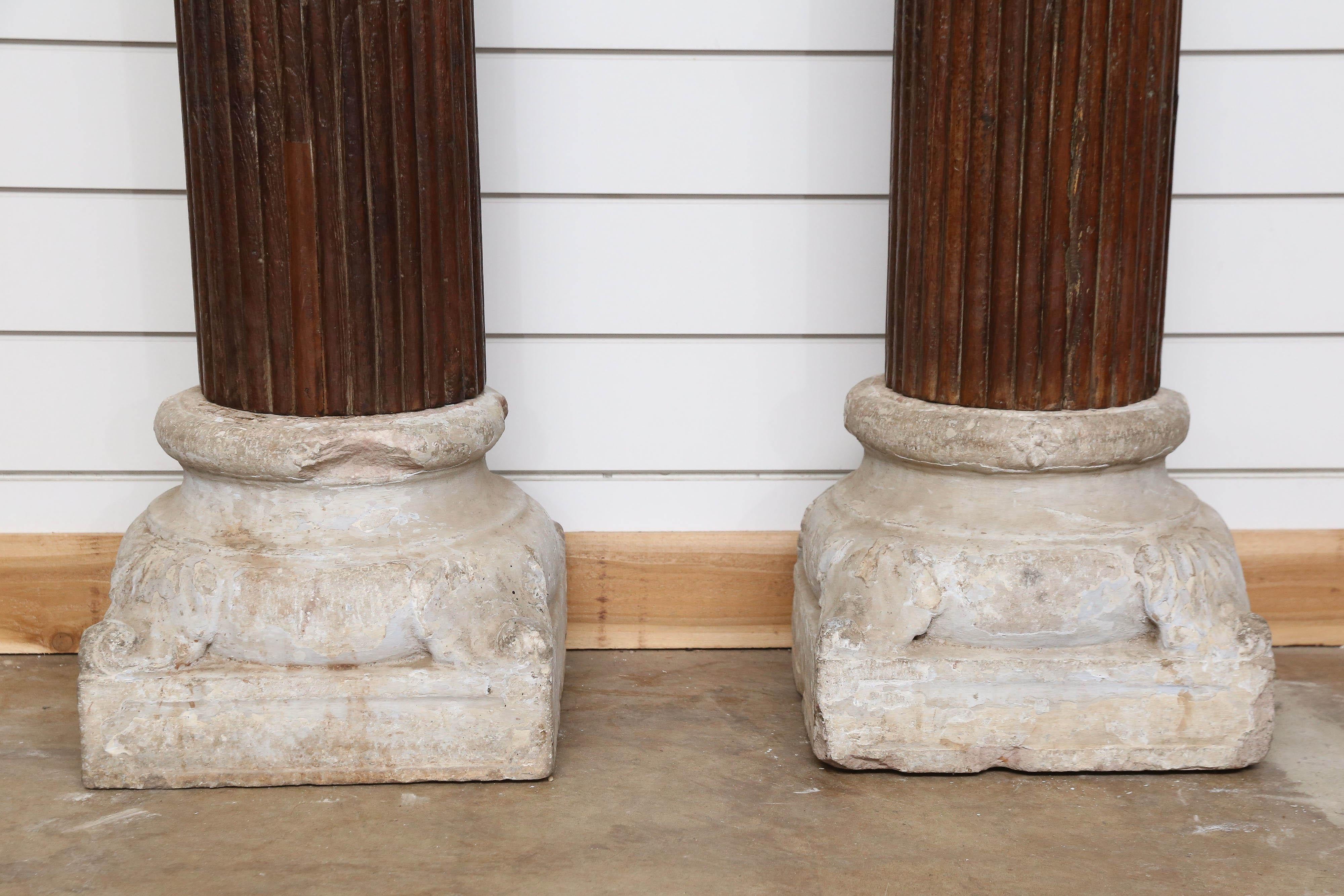 Set of Four 1820s Monumental Load Bearing Columns from an Old Mansion ...