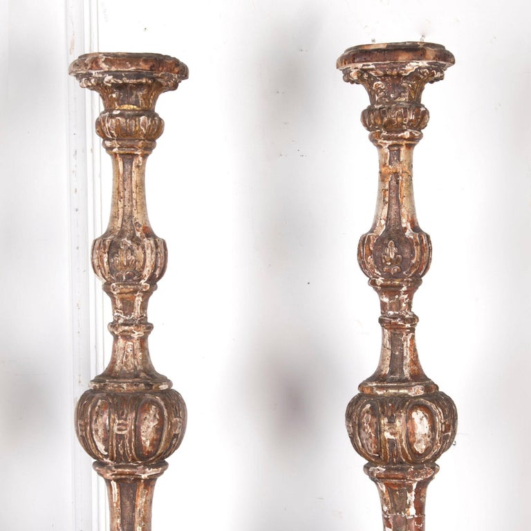 Set of Four 18th Century Italian Altar Candlesticks For Sale at 1stDibs