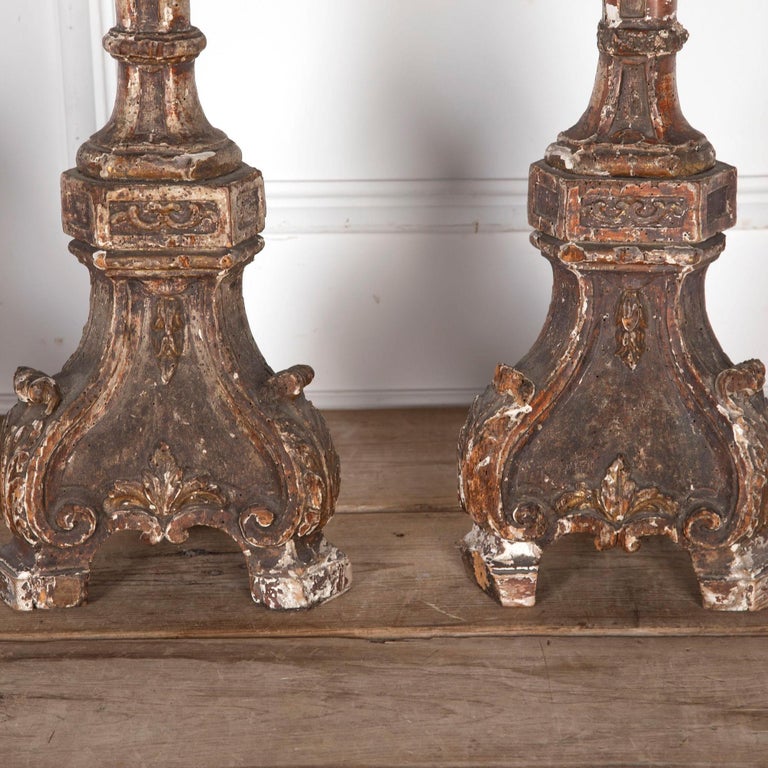 Set of Four 18th Century Italian Altar Candlesticks For Sale at 1stDibs