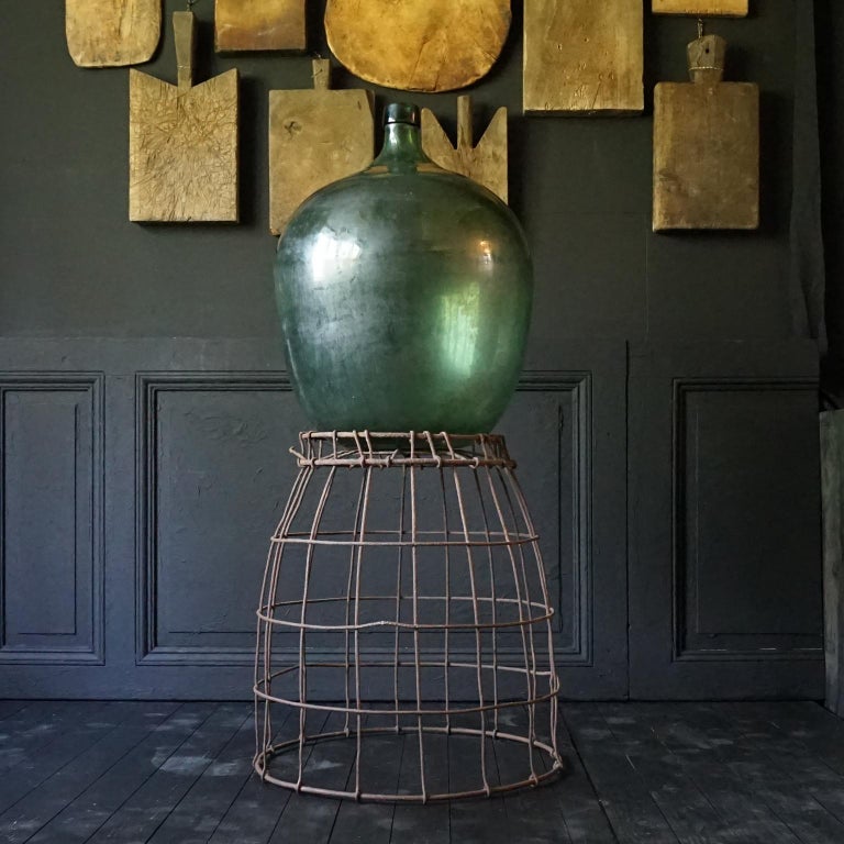 Set of Four 1920s French Green Demijohns, Lady Jeanne or Carboys in ...