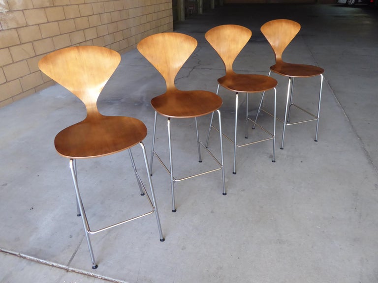 Set of Four 1958 Metal Based Counter Stools by Norman Cherner at ...