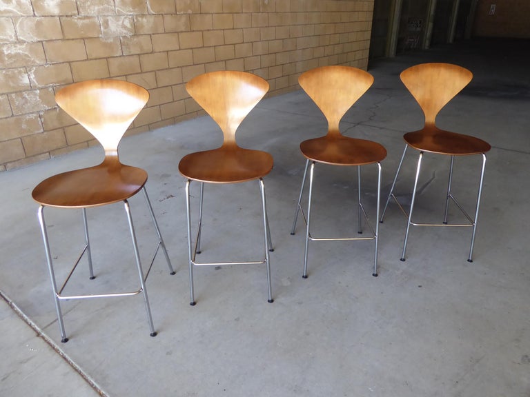 Set of Four 1958 Metal Based Counter Stools by Norman Cherner at ...