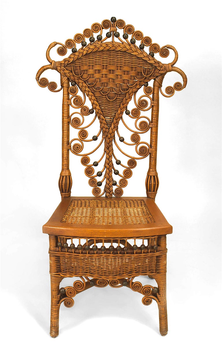 Set of 4 American Victorian Natural Wicker Side Chairs at 1stDibs