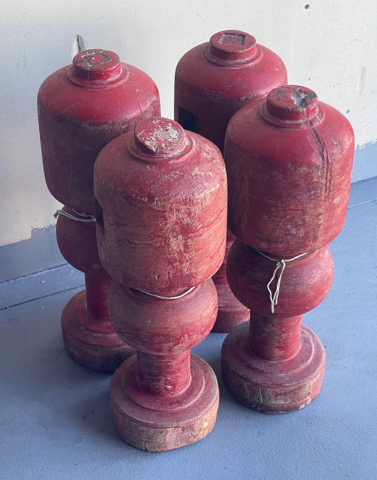 Set of Four 19th Century Asian Temple Posts For Sale at 1stDibs