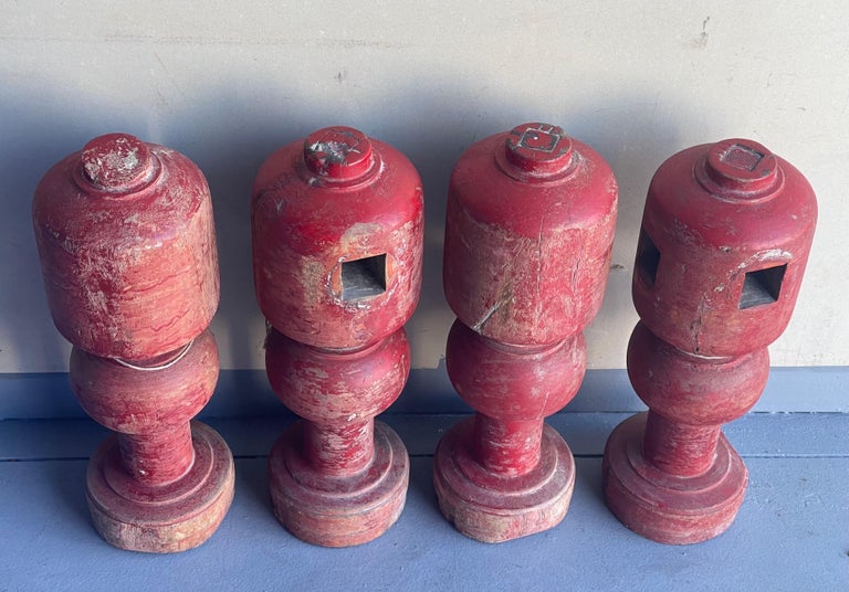 Set of Four 19th Century Asian Temple Posts For Sale at 1stDibs