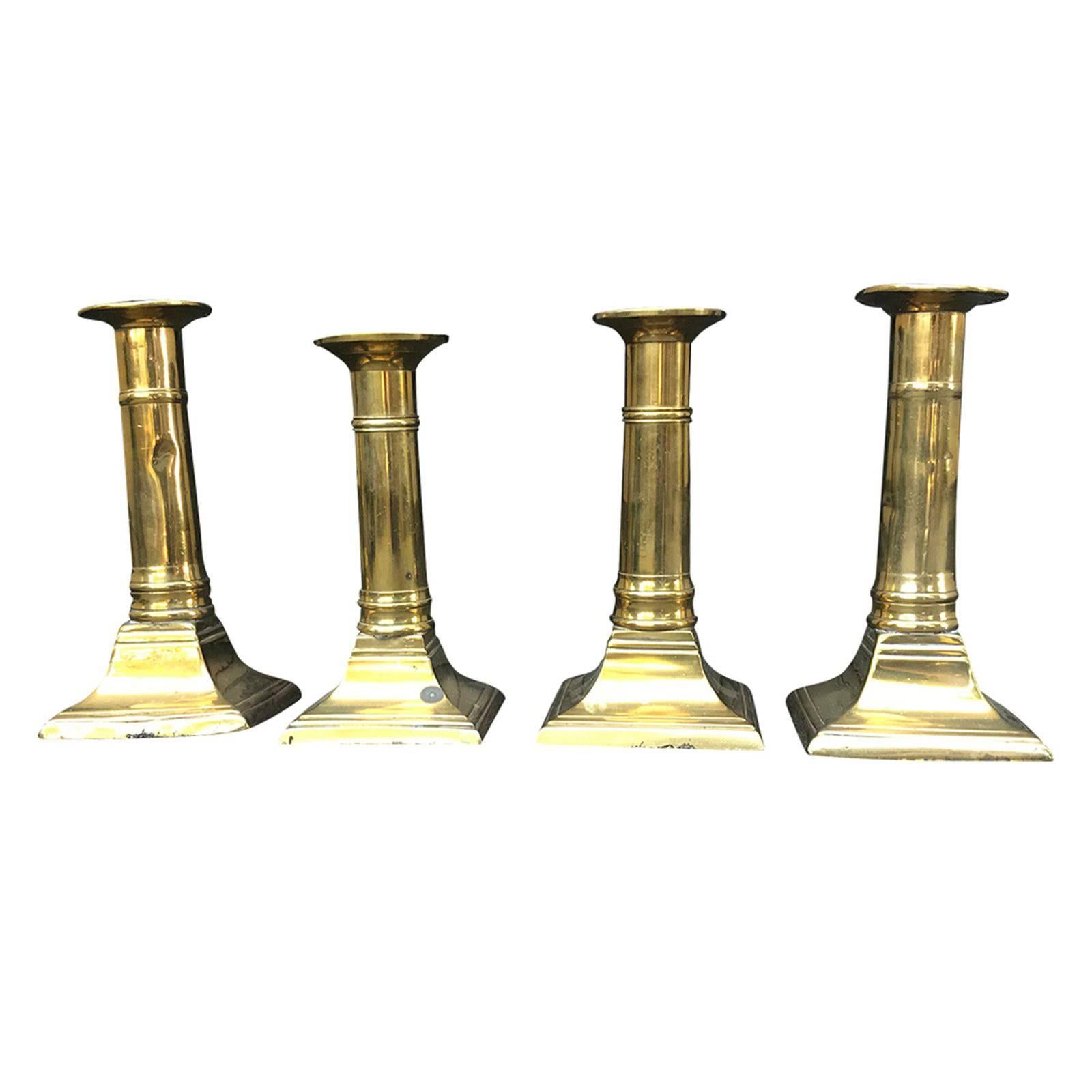 19th Century Brass Candlestick Holders For Sale at 1stDibs
