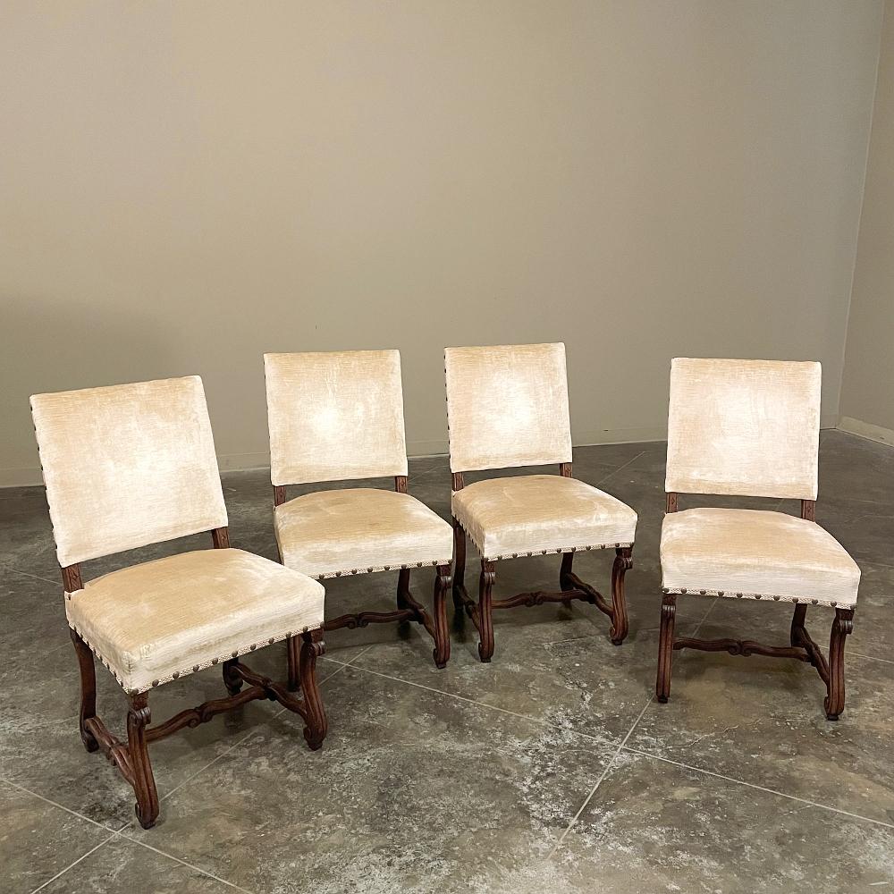 Set of Four 19th Century French Louis XIV Side Chairs with Mohair For ...