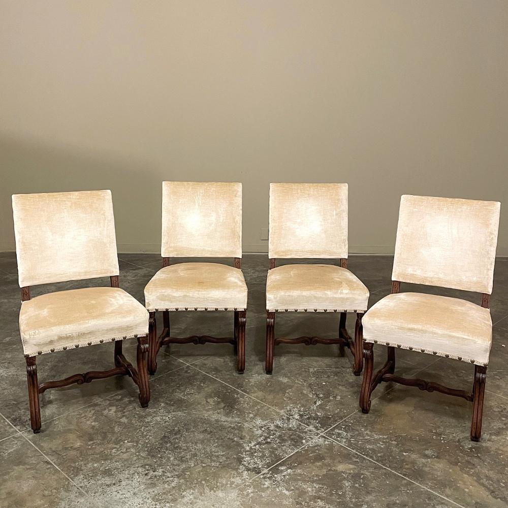 Set of Four 19th Century French Louis XIV Side Chairs with Mohair For ...