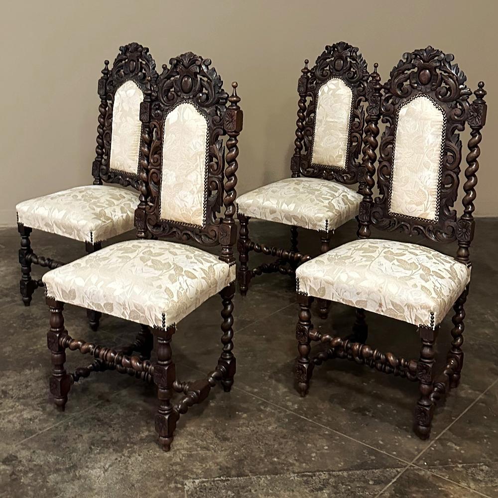 Set of Four 19th Century French Renaissance Upholstered Chairs For Sale ...