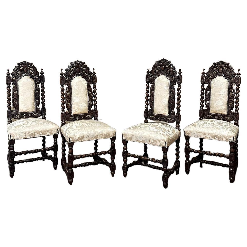 Set of Four 19th Century French Renaissance Upholstered Chairs For Sale ...