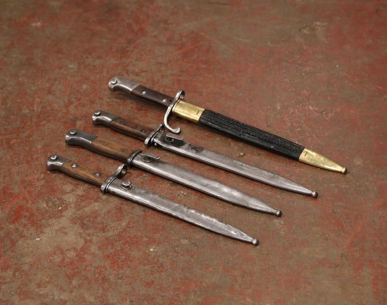 Set of Four 19th Century German Iron Bayonets and Sheaths with Wood ...