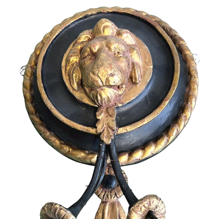 Set of Four 19th Century Regency Carved Ebonized and Gilt Lions Head ...