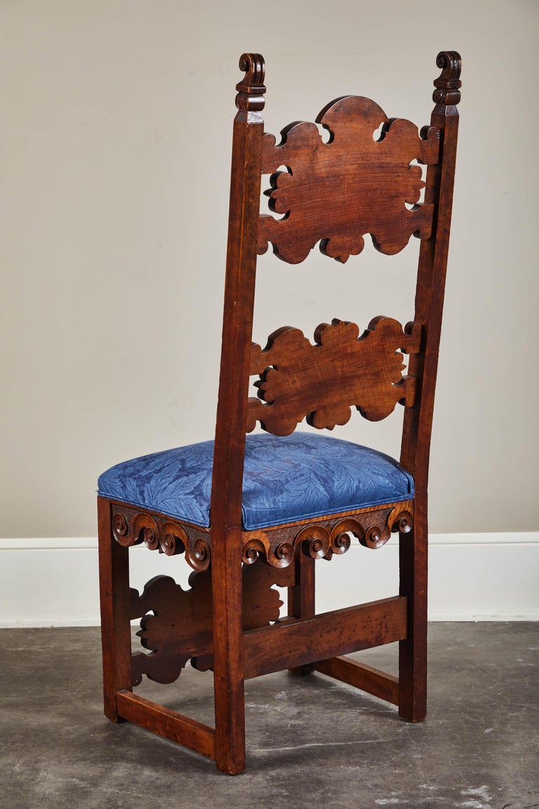 Set of Four 19th Century Spanish Walnut Renaissance Style Dining Chairs ...
