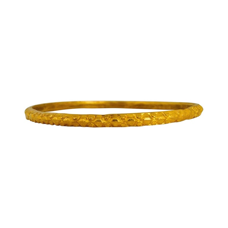 Set of Four 24 Karat Pure Yellow Gold Solid Heavy Bangle Bracelets For ...