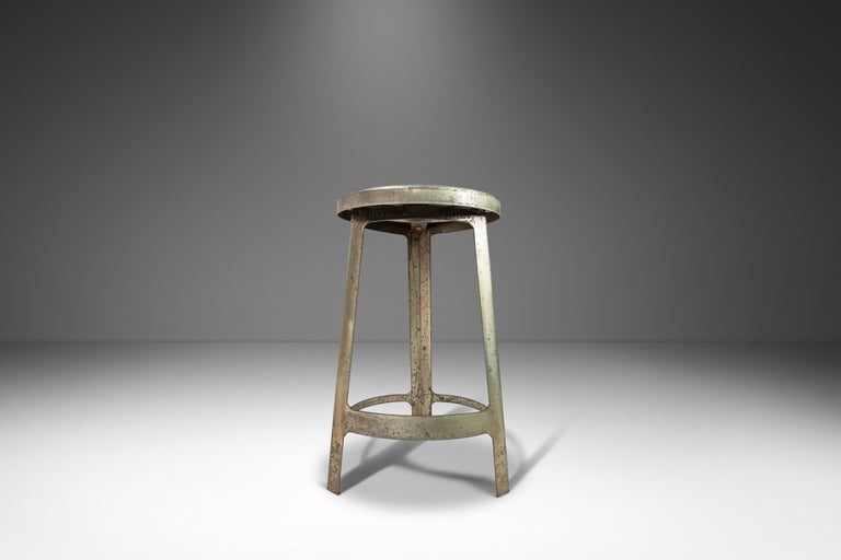 Set of Four '4' Hammered Industrial Counter Height Bar Stools, France ...