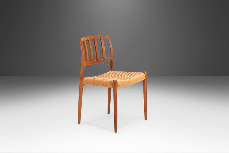 Set of Four '4' Model 83 Teak and Paepercord Dining Chairs Niels Otto ...