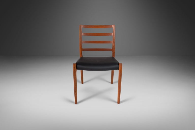 Set of Four '4' Model 85 Dining Chairs in Teak and Leather by Niels ...