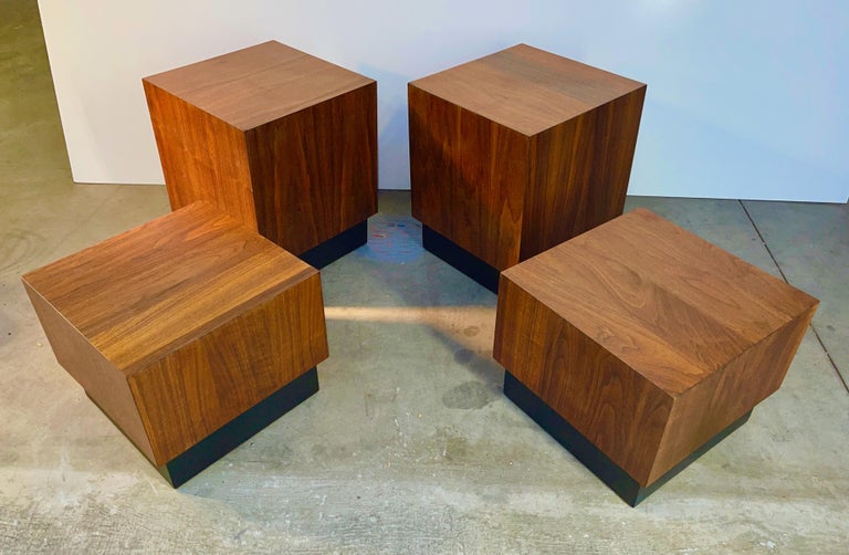 Set of Four Adrian Pearsall Walnut Cube Tables For Sale at 1stDibs