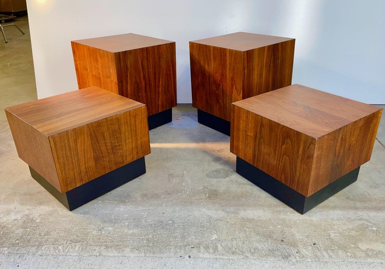 Set of Four Adrian Pearsall Walnut Cube Tables For Sale at 1stDibs