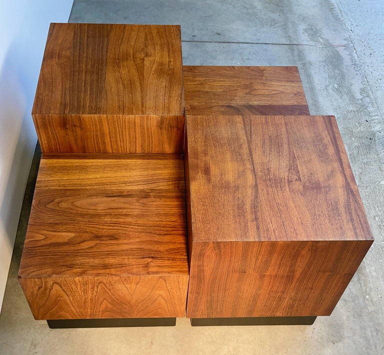 Set of Four Adrian Pearsall Walnut Cube Tables For Sale at 1stDibs