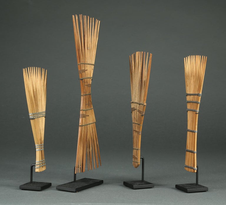 Set of Four African Tribal Combs with Wirework, Congo, Early 20th ...