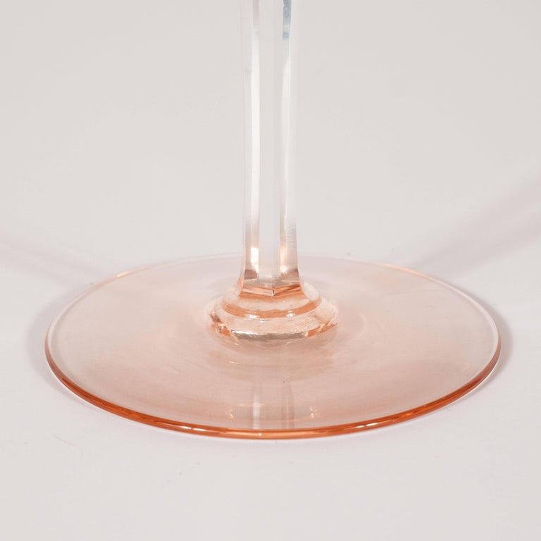 Set of Four American Art Deco Blush Rose and Translucent Glass Drinks ...