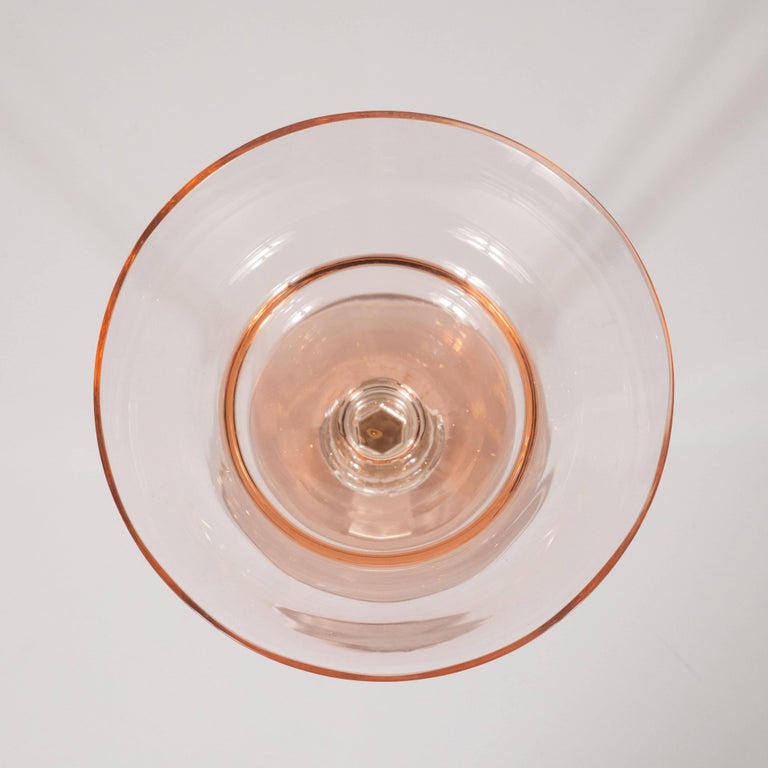 Set of Four American Art Deco Blush Rose and Translucent Glass Drinks ...