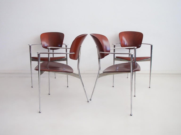 Set of Four Andrea Chairs by Josep Llusca for Andreu World For Sale at ...