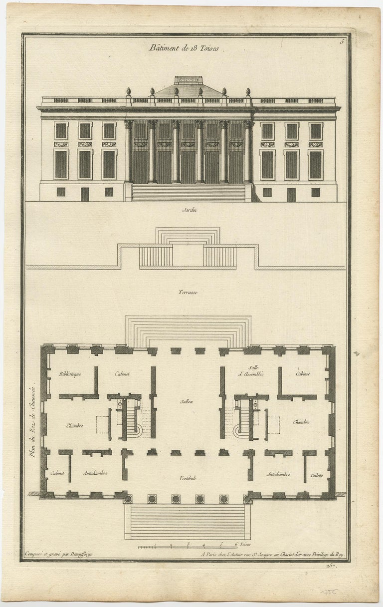 Set of Four Antique Archicture Prints of Various Building Plans and ...