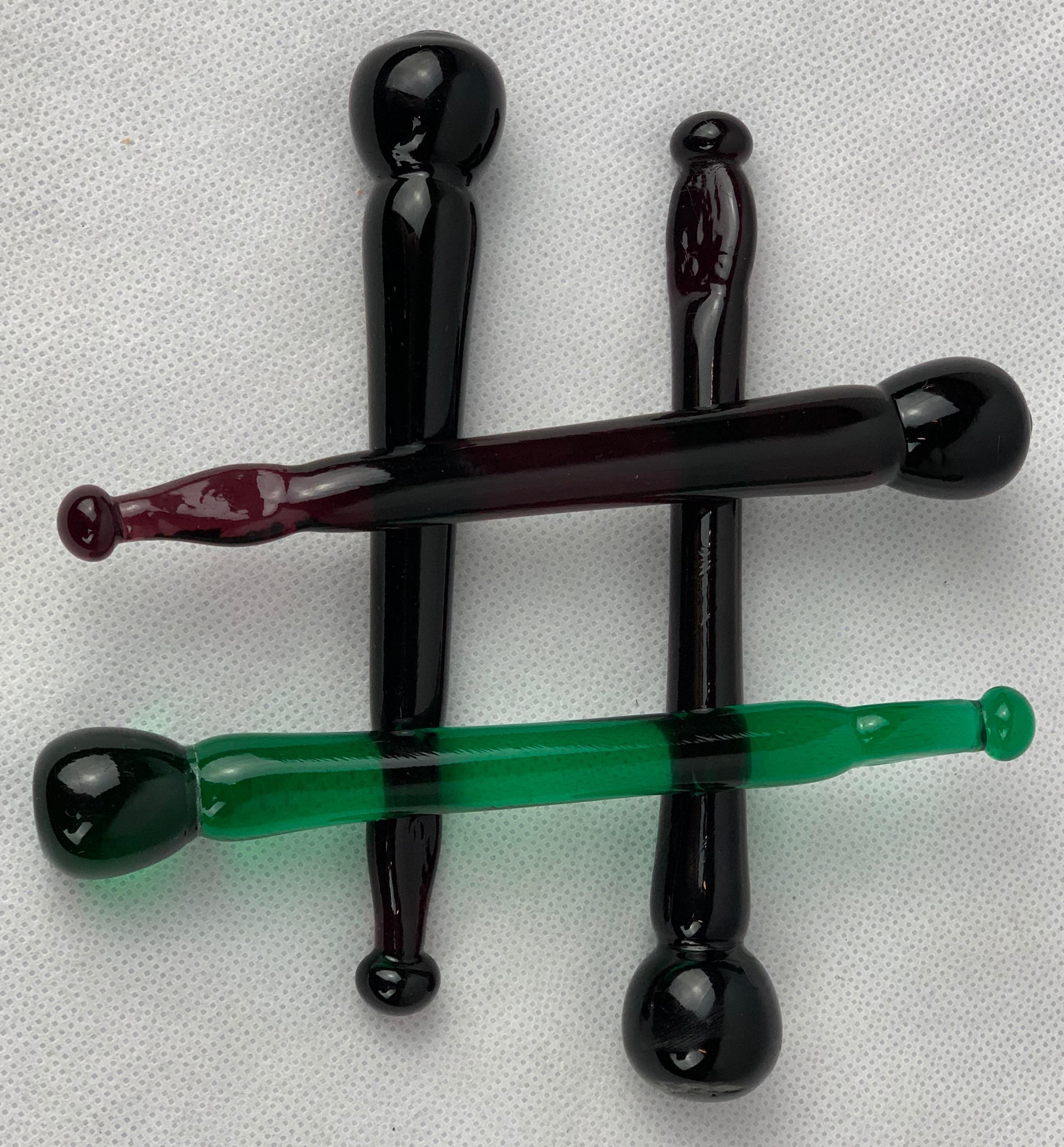 Antique Glass Cocktail Muddlers in Purple and Emerald Green-Set of Four ...